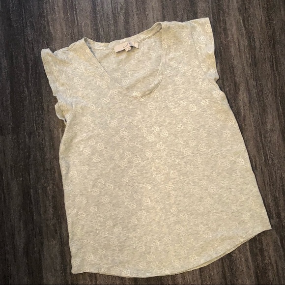 LOFT | Tops | Loft Embroidered Grey Tee | Poshmark